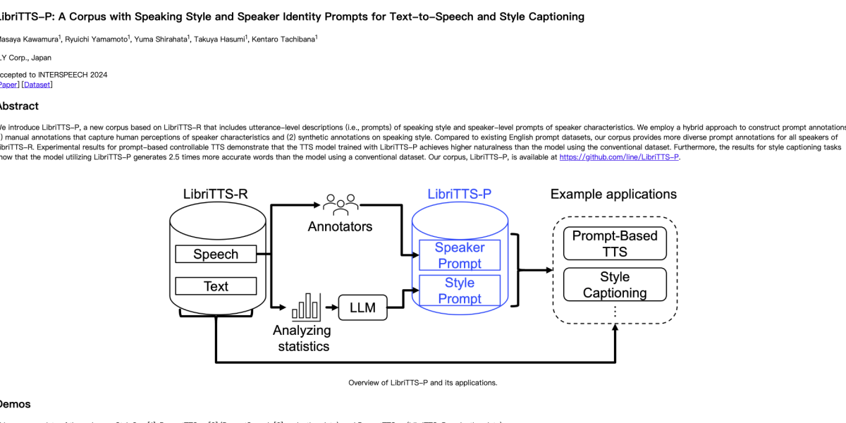 LibriTTS-P: 突破性语音合成数据集助力个性化TTS - 懂AI