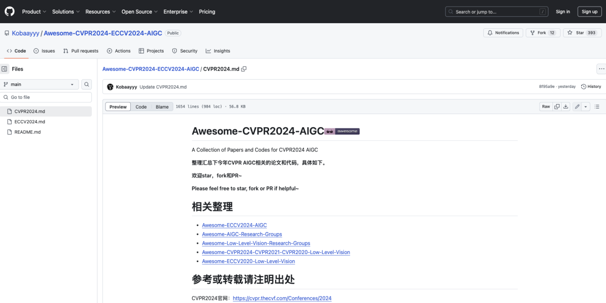 Awesome-CVPR2024-ECCV2024-AIGC: 人工智能生成内容(AIGC)领域的前沿进展 - 懂AI