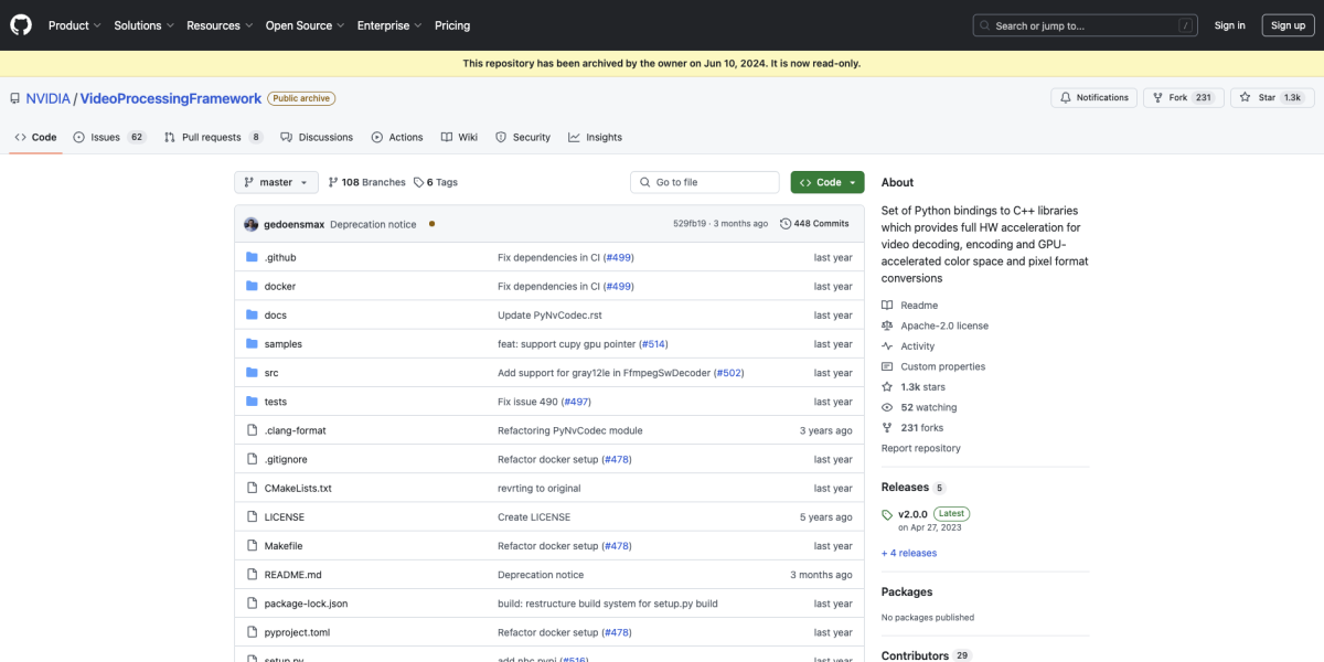 NVIDIA VideoProcessingFramework: 全面加速视频处理的Python框架 - 懂AI