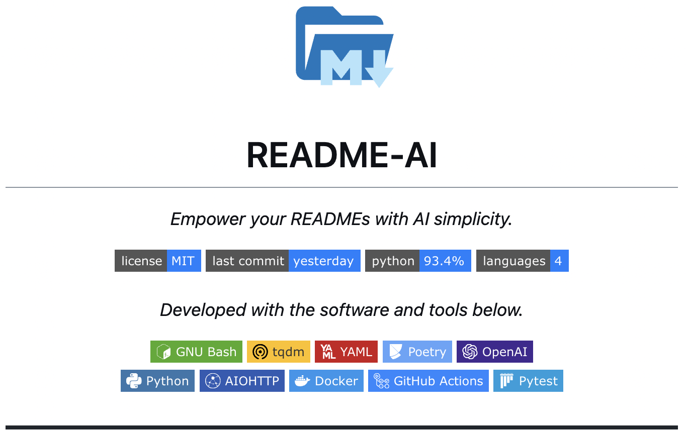 readme-ai - 自动化README.md生成工具，支持多种LLM API和定制化选项 - 懂AI