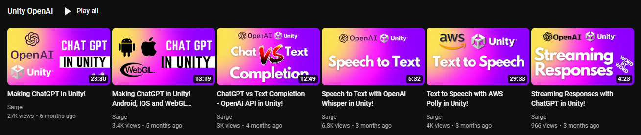 OpenAI-Unity - Unity中集成OpenAI API的非官方包 - 懂AI