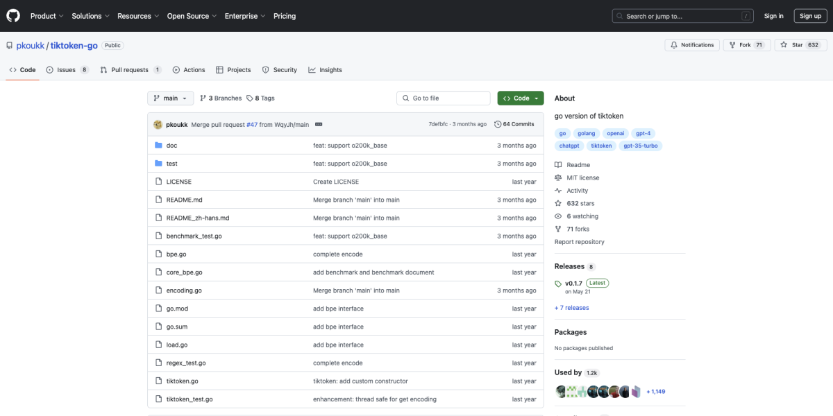 tiktoken-go: OpenAI的tiktoken在Go语言中的实现 - 懂AI