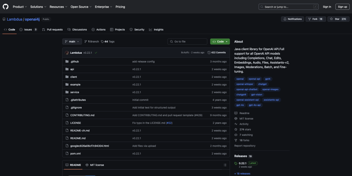 OpenAI4J: 全面支持OpenAI API的Java客户端库 - 懂AI