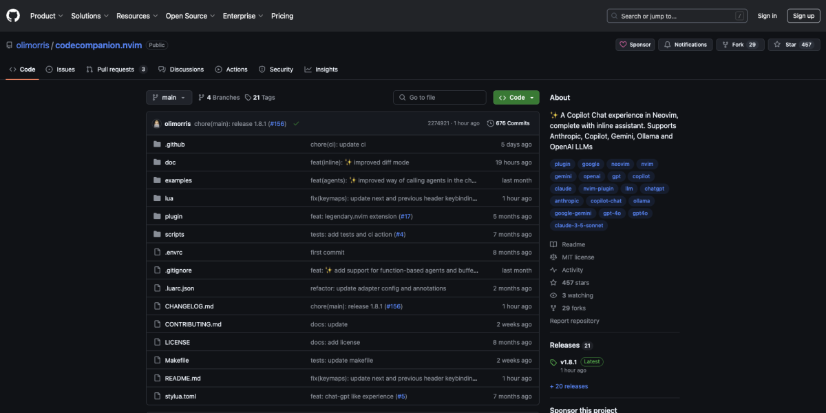 CodeCompanion.nvim: 为Neovim带来智能AI辅助编码体验 - 懂AI