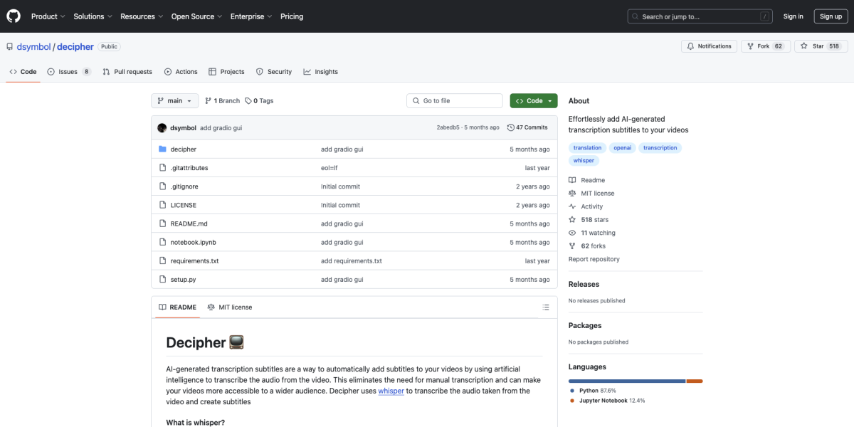 Decipher: 轻松为视频添加AI生成的字幕 - 懂AI