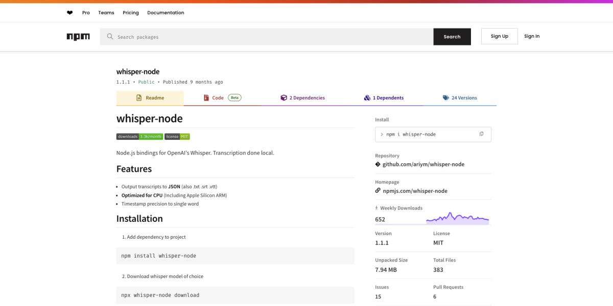 使用whisper-node在Node.js中实现本地语音转文字功能 - 懂AI