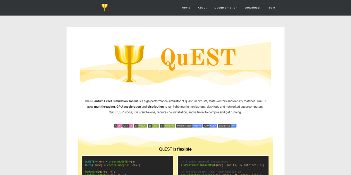 QuEST：高性能量子计算机模拟器 - 懂AI