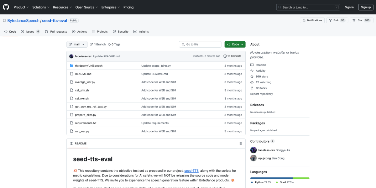 seed-tts-eval: ByteDance的开源文本转语音评估工具 - 懂AI