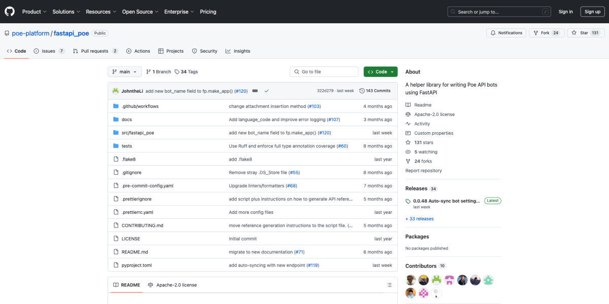 fastapi-poe: 简化Poe协议API机器人开发的FastAPI助手库 - 懂AI