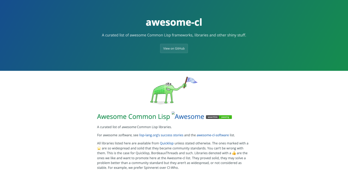 Common Lisp的宝藏库:探索awesome-cl项目 - 懂AI