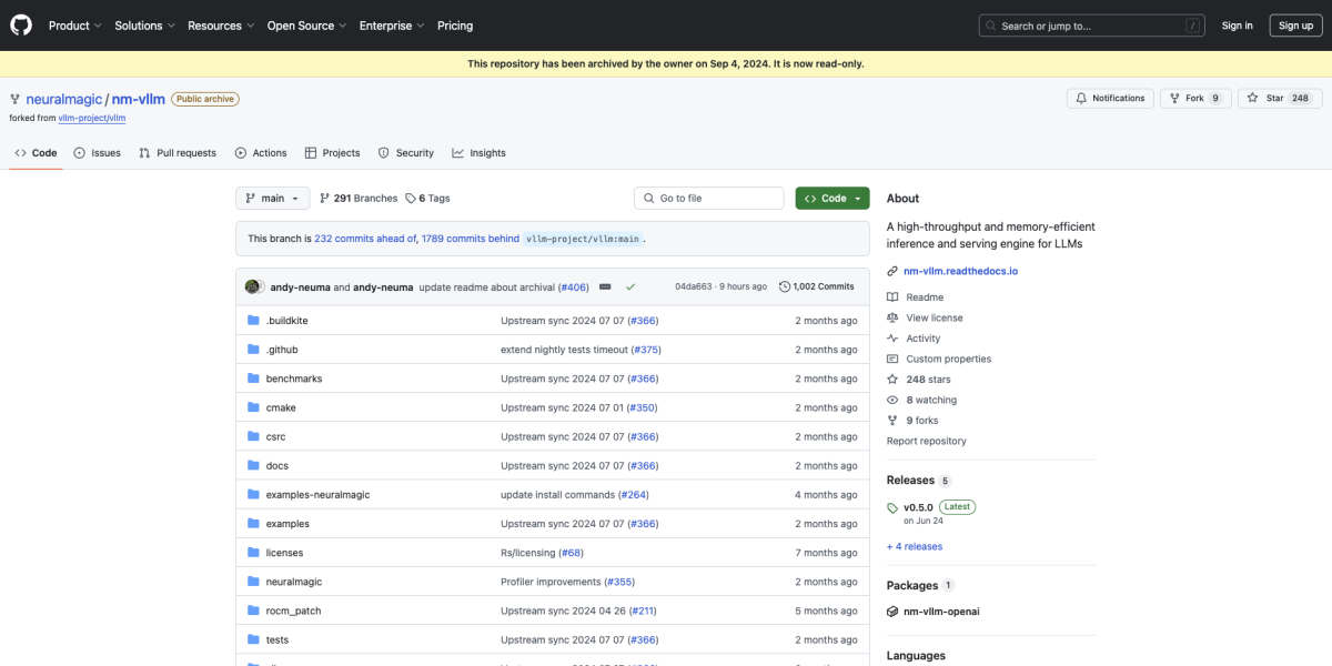 nm-vllm: 高性能和内存高效的LLM推理与服务引擎 - 懂AI