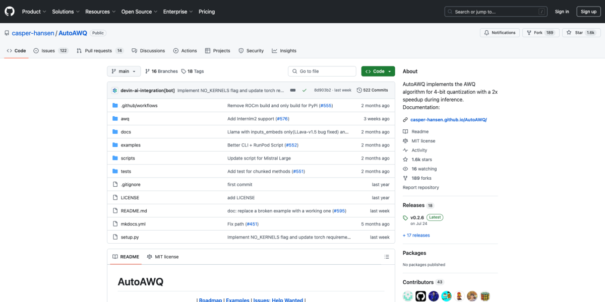 AutoAWQ: 基于AWQ算法的4位量化推理加速工具 - 懂AI