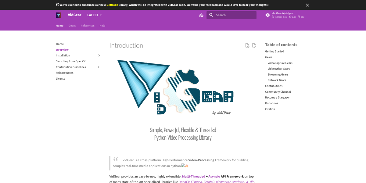 VidGear:高性能Python视频处理框架 - 懂AI