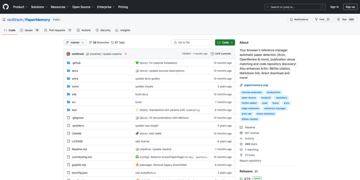 PaperMemory: 您的浏览器智能文献管理助手 - 懂AI