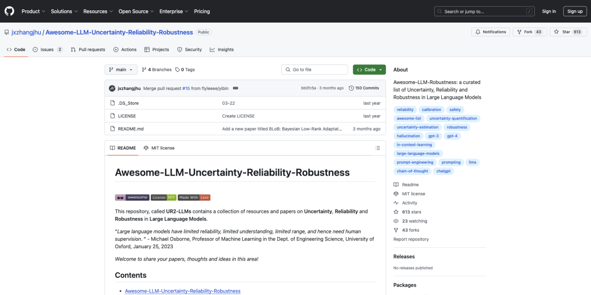 Awesome-LLM-Uncertainty-Reliability-Robustness: 大型语言模型的不确定性、可靠性和鲁棒性研究综述 - 懂AI