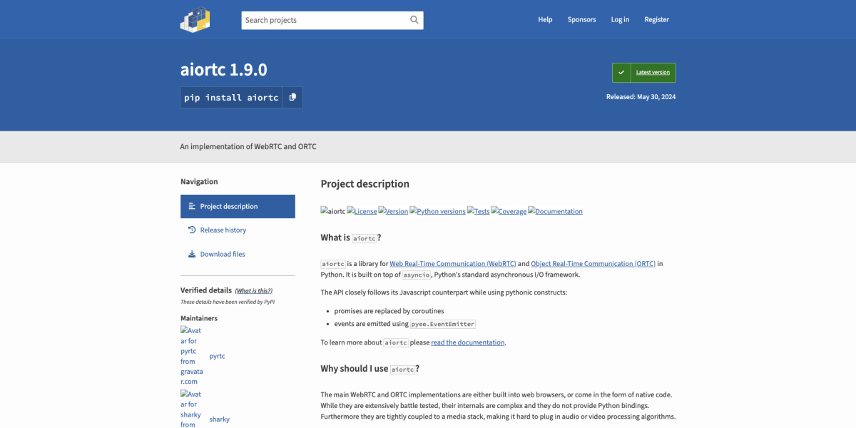 aiortc:基于Python的WebRTC和ORTC实现 - 懂AI