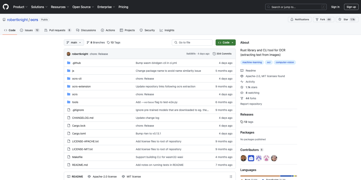 Ocrs: 现代化的OCR引擎 - 从图像中提取文本的Rust库和CLI工具 - 懂AI