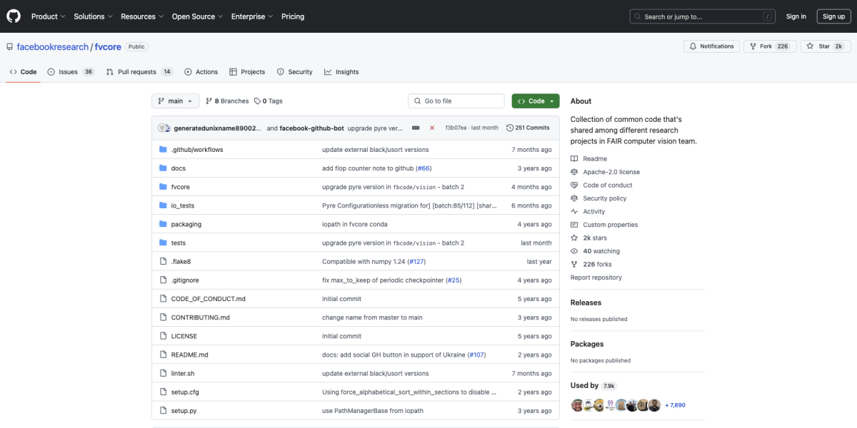fvcore: Facebook视觉研究团队的核心工具库 - 懂AI