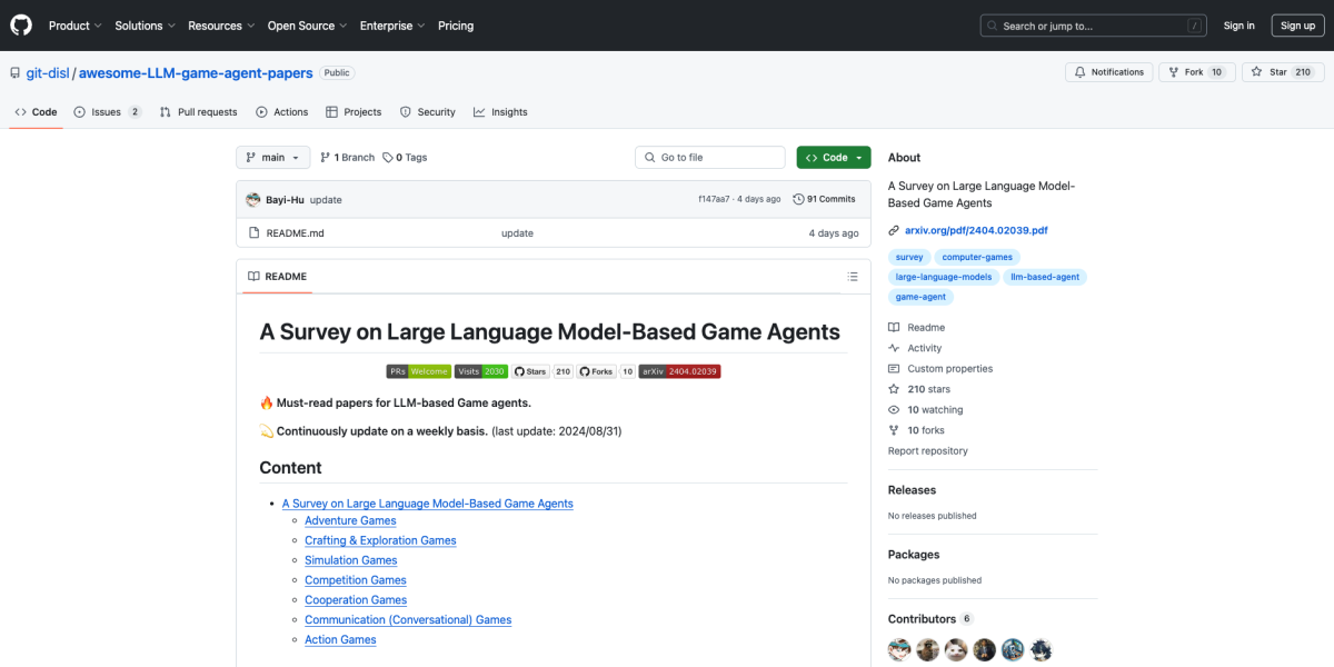 大型语言模型游戏智能体研究前沿:awesome-LLM-game-agent-papers项目综述 - 懂AI
