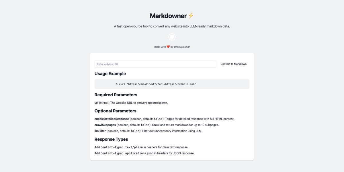Markdowner: 快速将网页转换为LLM友好的Markdown数据 - 懂AI