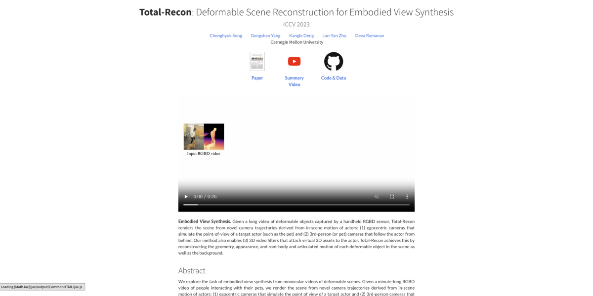Total-Recon: 一种用于具身视角合成的可变形场景重建技术 - 懂AI