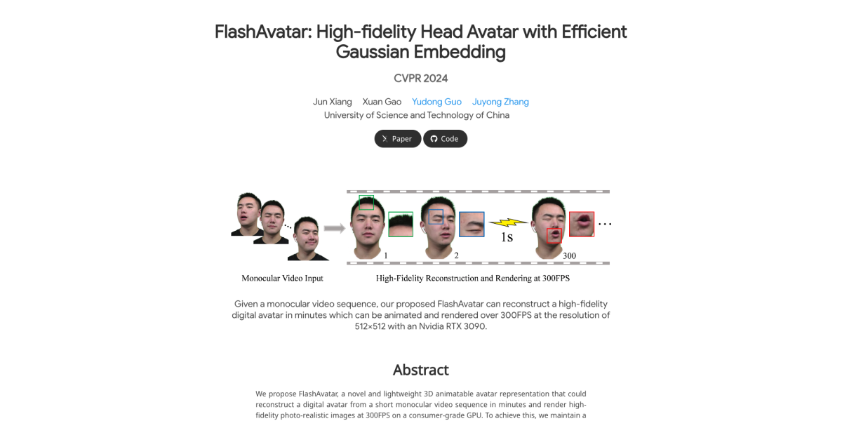 FlashAvatar: 高效率高保真度的3D头像生成技术 - 懂AI