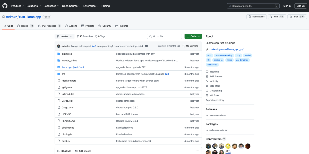 rust-llama.cpp: Rust 语言绑定的 LLaMA 模型推理库 - 懂AI