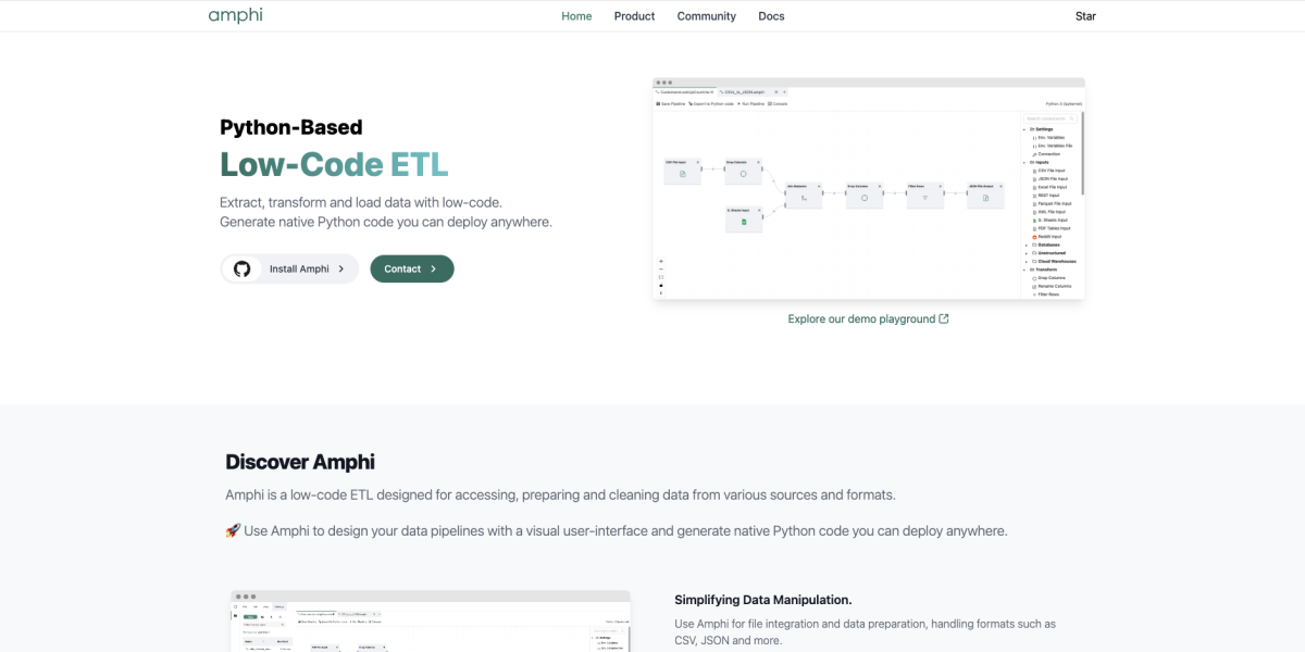Amphi-ETL: 革新数据处理的Python低代码ETL工具 - 懂AI