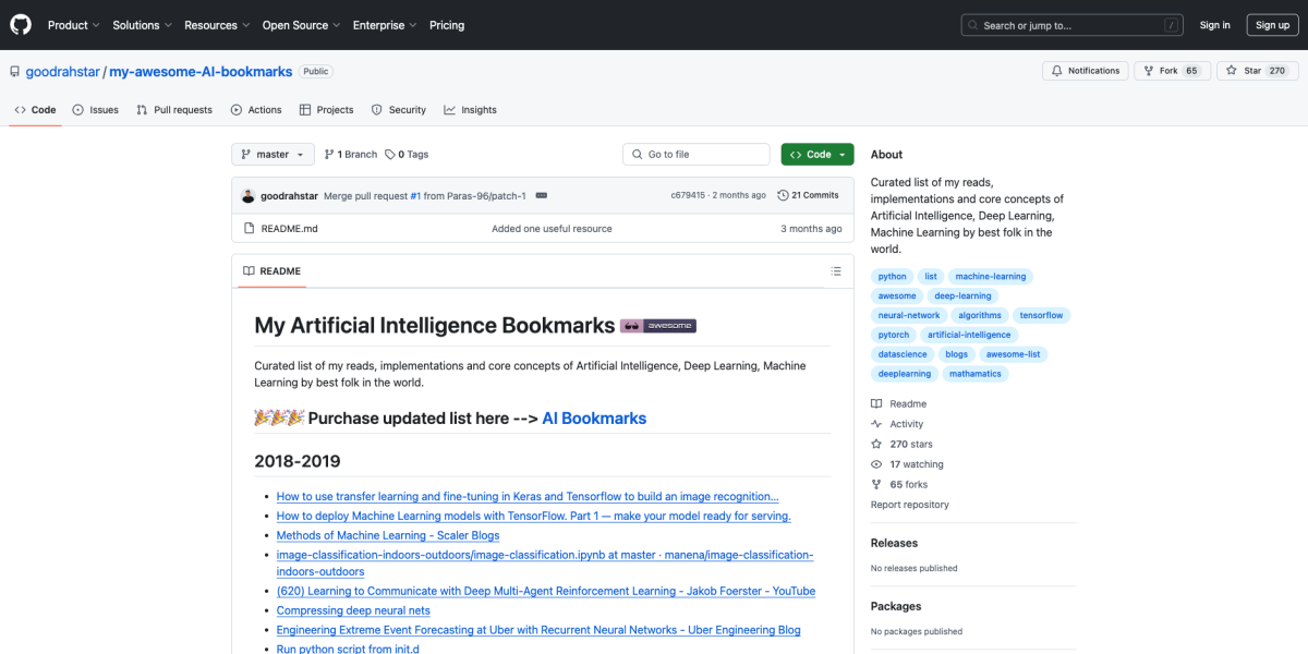 My Awesome AI Bookmarks: 人工智能和机器学习的精选资源集 - 懂AI