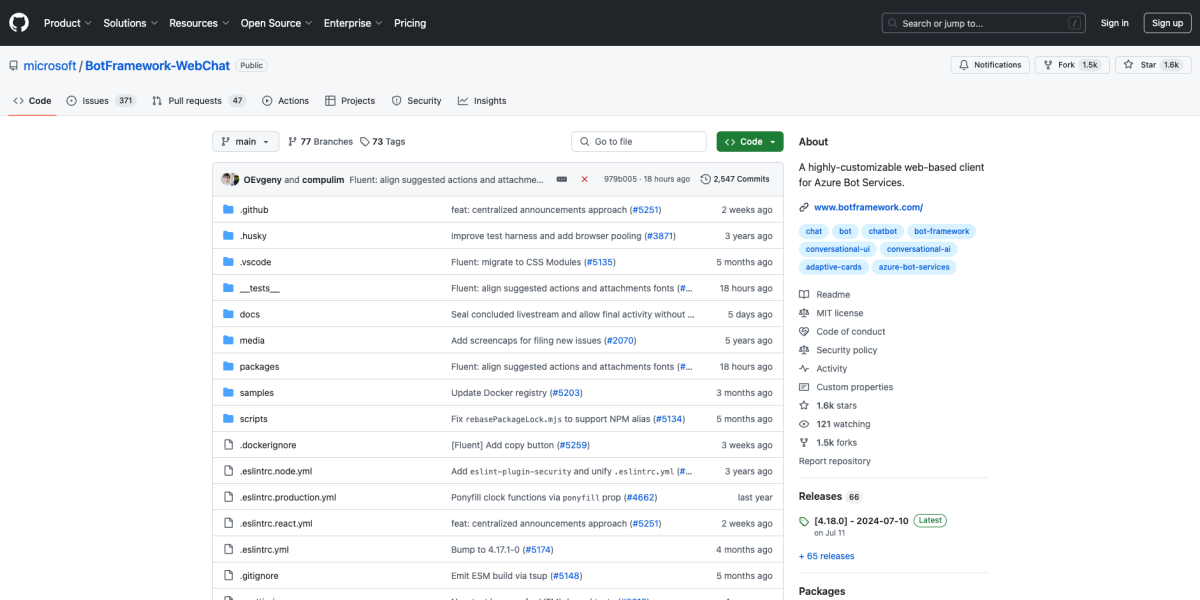 BotFramework-WebChat: 高度可定制的Web聊天客户端 - 懂AI