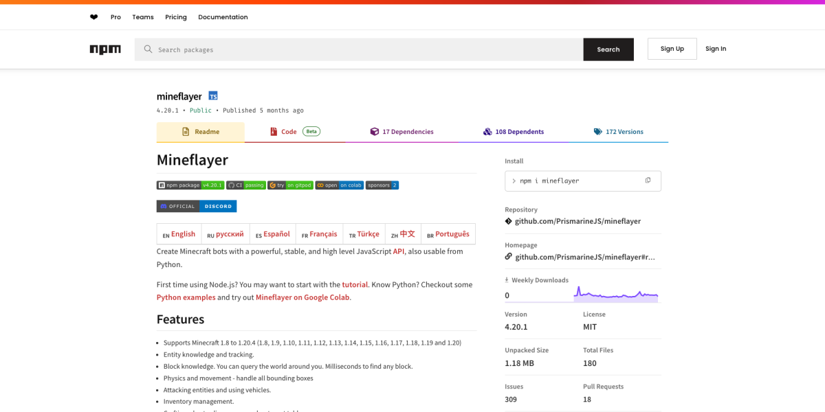 Mineflayer: 强大的Minecraft机器人开发框架 - 懂AI