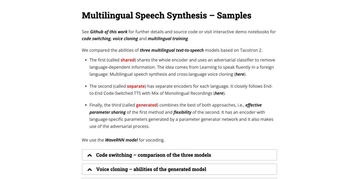Multilingual_Text_to_Speech学习资料汇总 - 支持多语言实验的Tacotron 2实现 - 懂AI