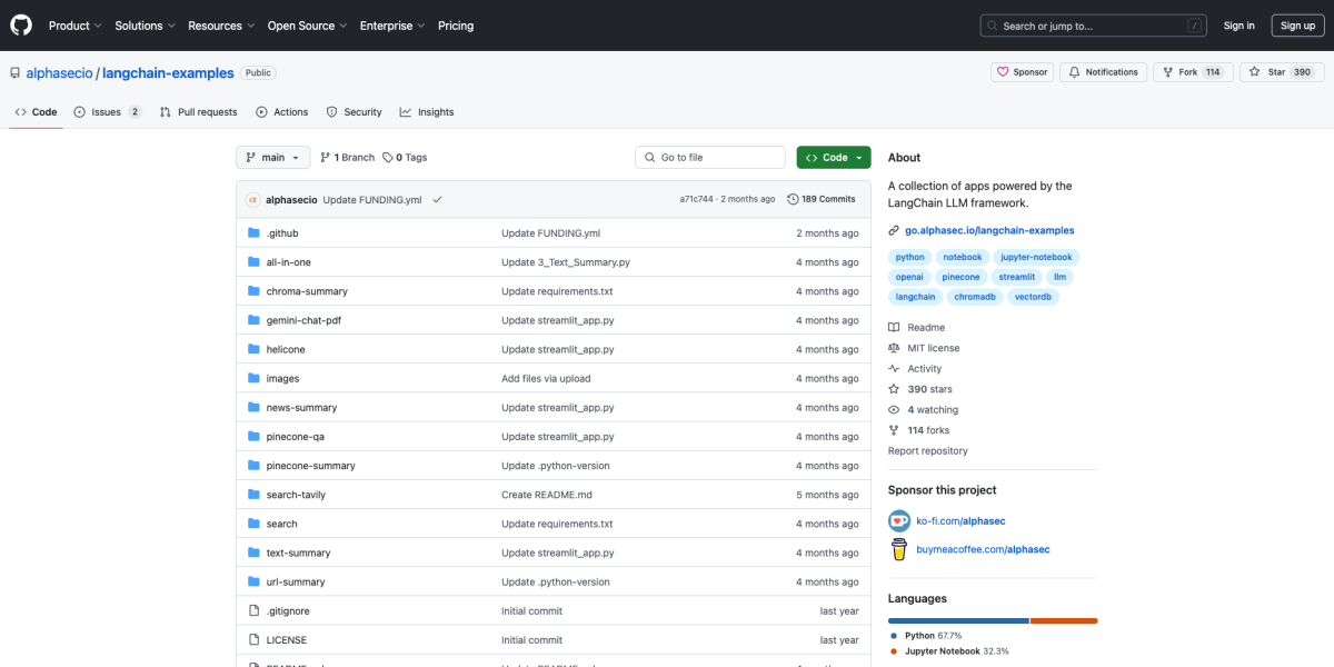 langchain-examples学习资料汇总 - LangChain框架应用集合 - 懂AI
