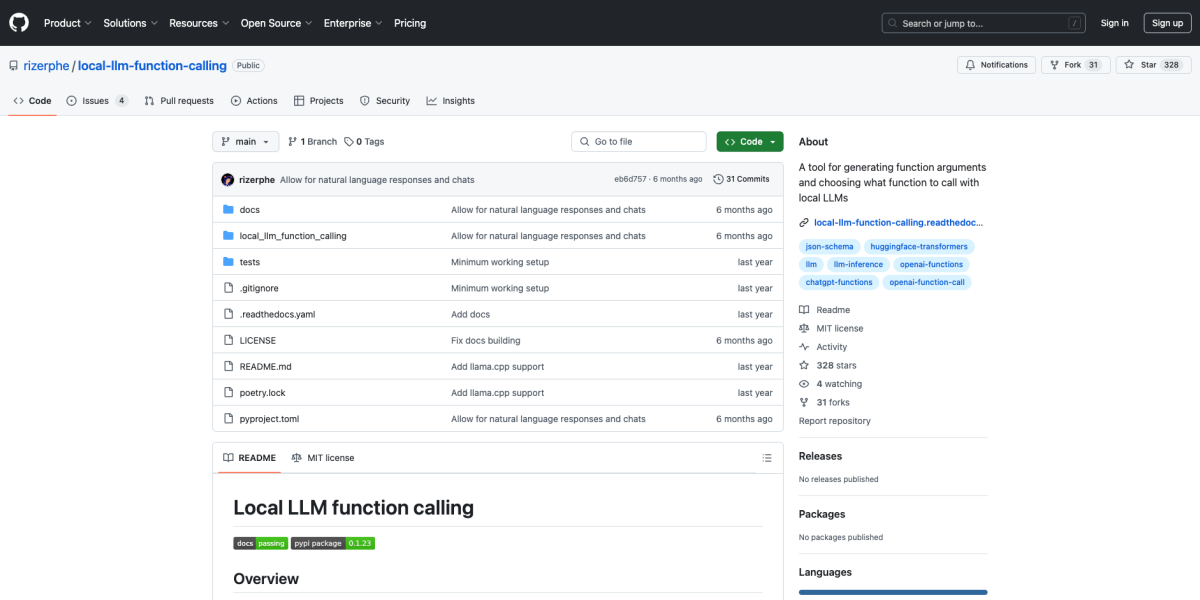 local-llm-function-calling学习资料汇总 - 用于生成函数参数和选择调用函数的本地LLM工具 - 懂AI