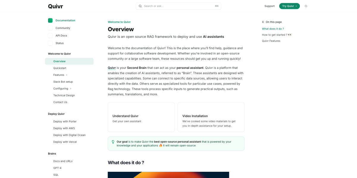 Quivr入门指南 - 基于生成式AI的开源第二大脑框架 - 懂AI