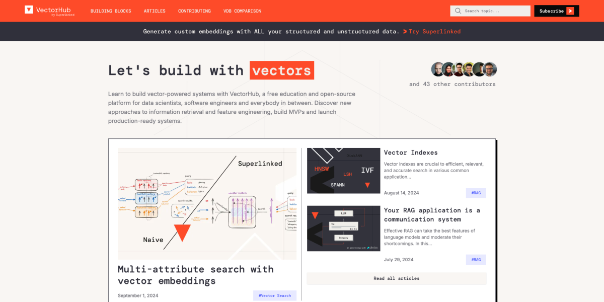 VectorHub学习资料汇总 - 向量检索技术的开源学习平台 - 懂AI