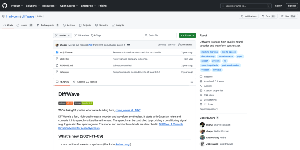 DiffWave学习资源汇总 - 快速高质量的神经声码器与波形合成器 - 懂AI
