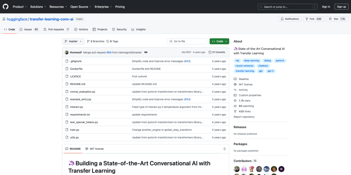 transfer-learning-conv-ai学习资料汇总 - 基于GPT构建对话AI的开源项目 - 懂AI