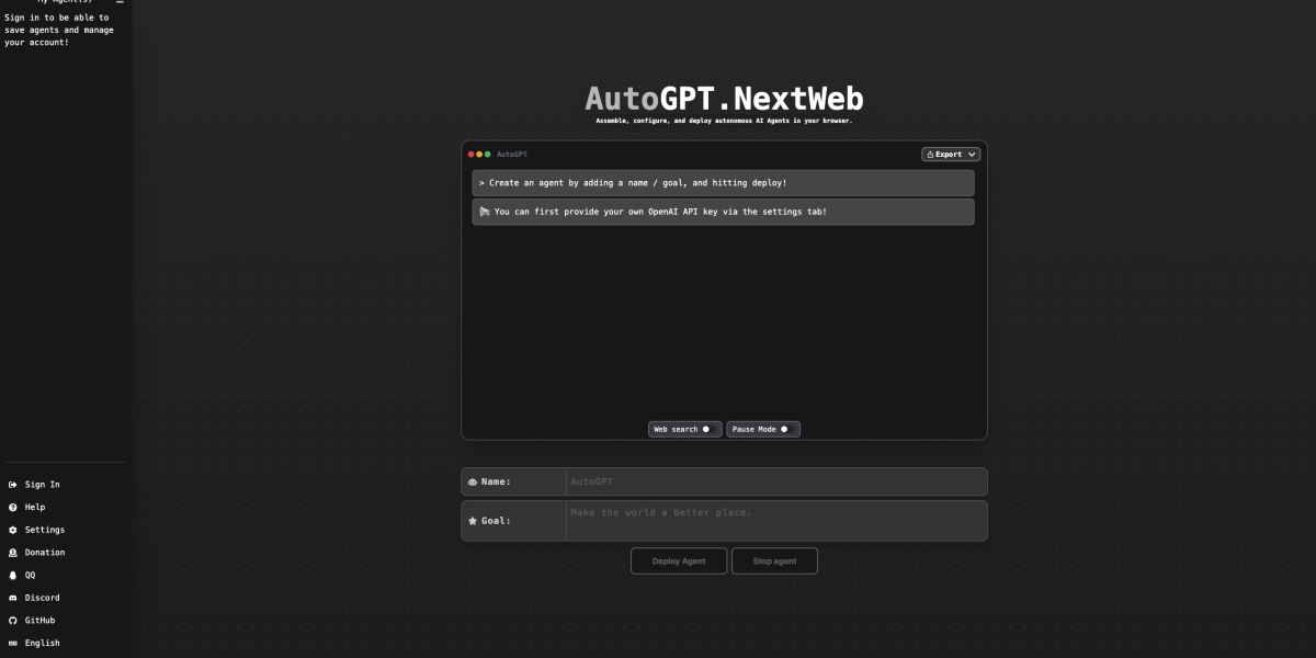 AutoGPT-Next-Web: 在浏览器中部署自主AI代理的革命性工具 - 懂AI