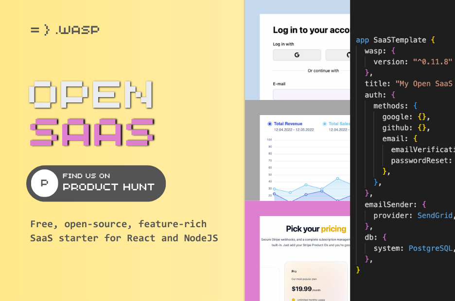 Open SaaS: 免费开源的React和Node.js SaaS应用程序启动器 - 懂AI