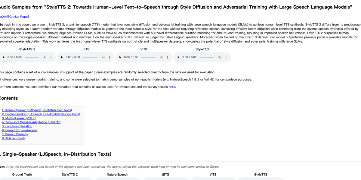 StyleTTS2: 突破性的人类级语音合成技术 - 懂AI