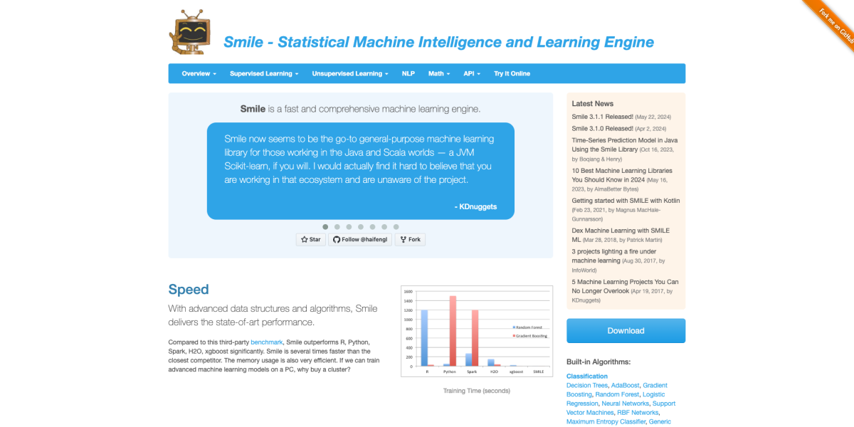 Smile: 强大的机器学习和数据科学库 - 懂AI