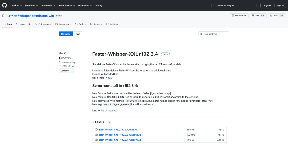 Whisper-Standalone-Win: 无需Python的Whisper和Faster-Whisper独立可执行文件 - 懂AI
