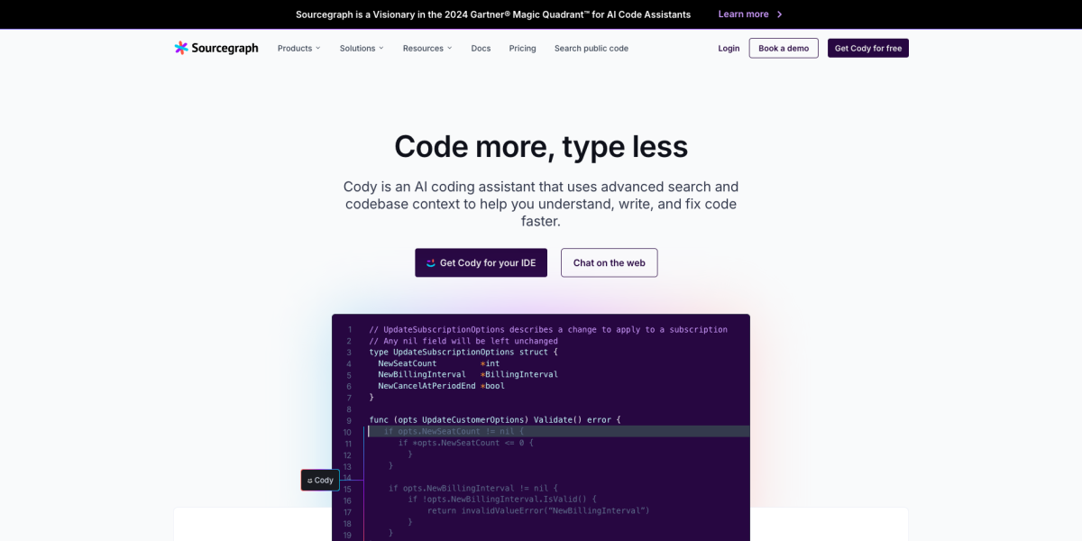 Cody: 革命性的AI编码助手，让开发更高效 - 懂AI