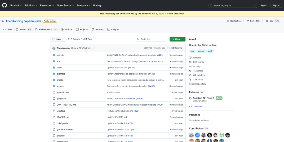 OpenAI-Java: 强大的Java语言OpenAI API客户端库 - 懂AI