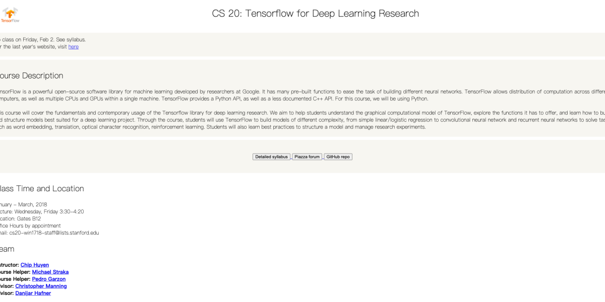 Stanford TensorFlow 教程:深度学习研究的实用指南 - 懂AI